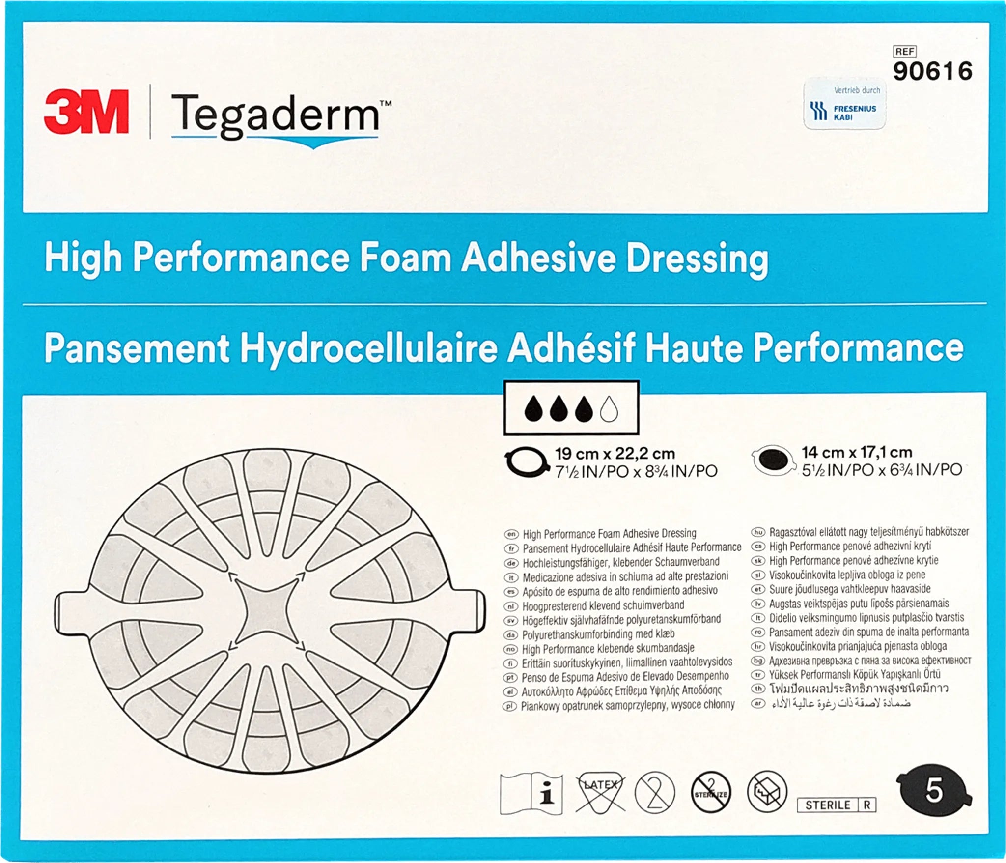 3M Tegaderm Foam Adhesive, Oval, 19 x 22,2cm